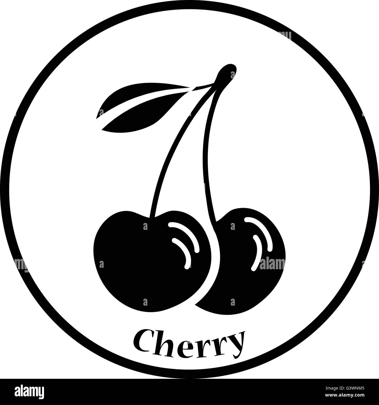 Icon of Cherry. Thin circle design. Vector illustration Stock Vector ...