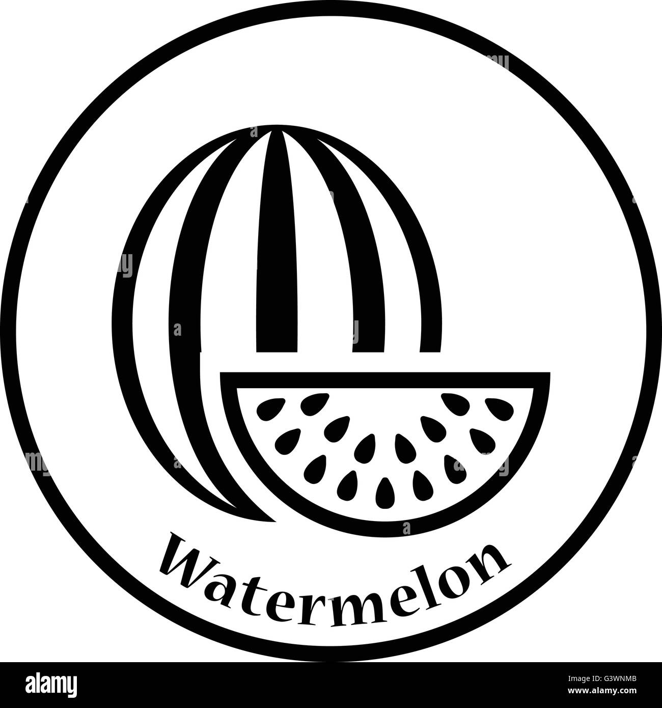 Icon of Watermelon. Thin circle design. Vector illustration Stock ...