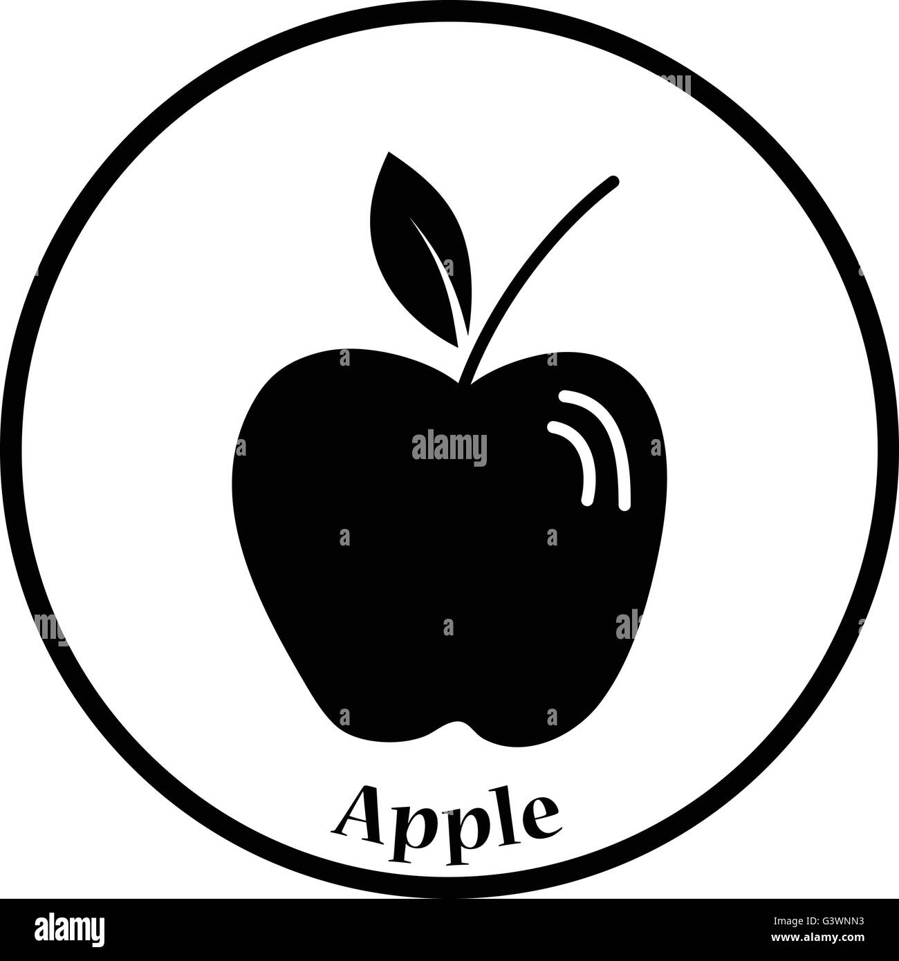 Icon of Apple. Thin circle design. Vector illustration Stock Vector ...