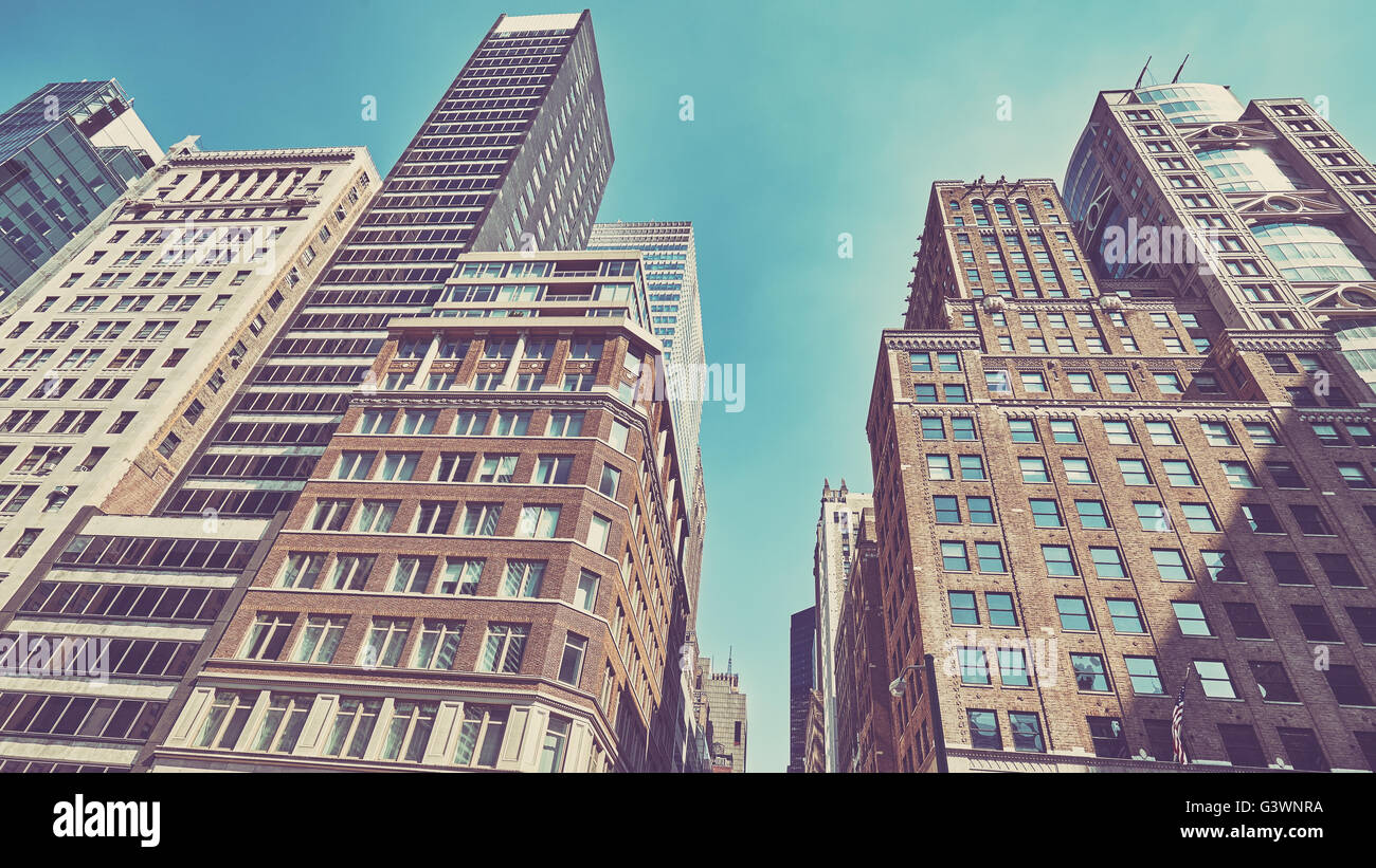 Retro stylized photo of buildings in the New York City, USA Stock Photo ...