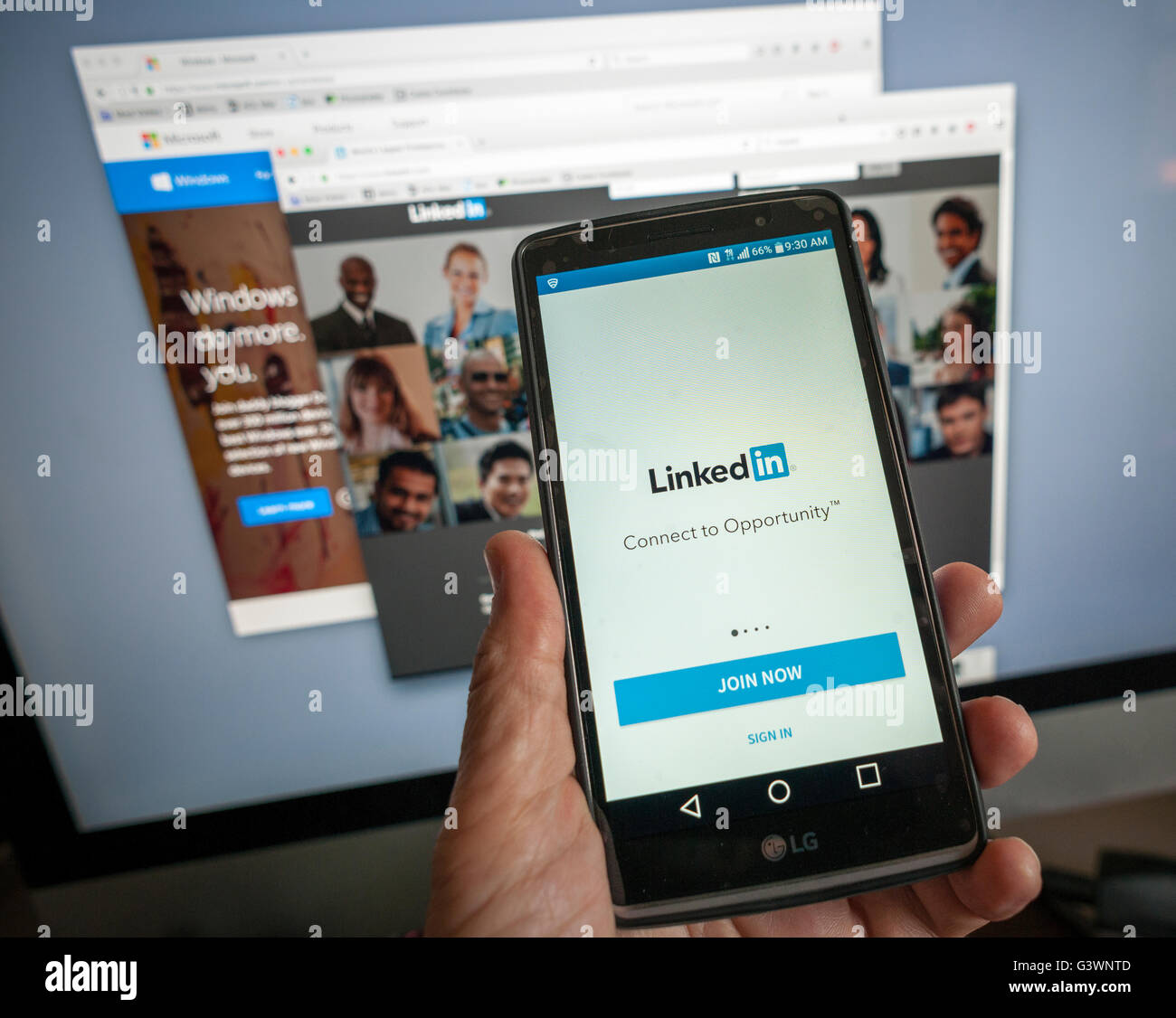 A professional prepares to log into his LinkedIn account on a mobile ...