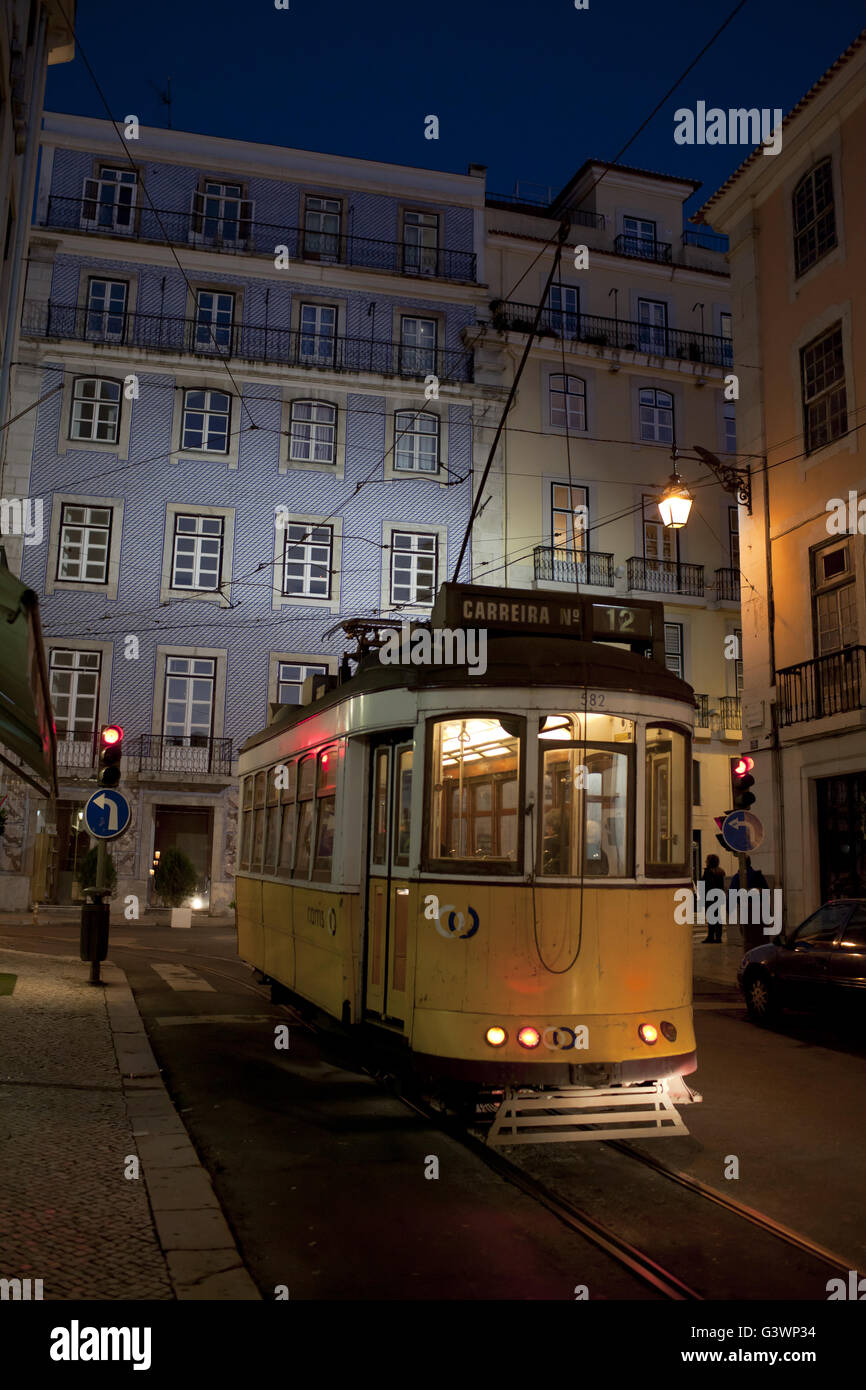 Tram number 12 near Rossio square Stock Photo - Alamy