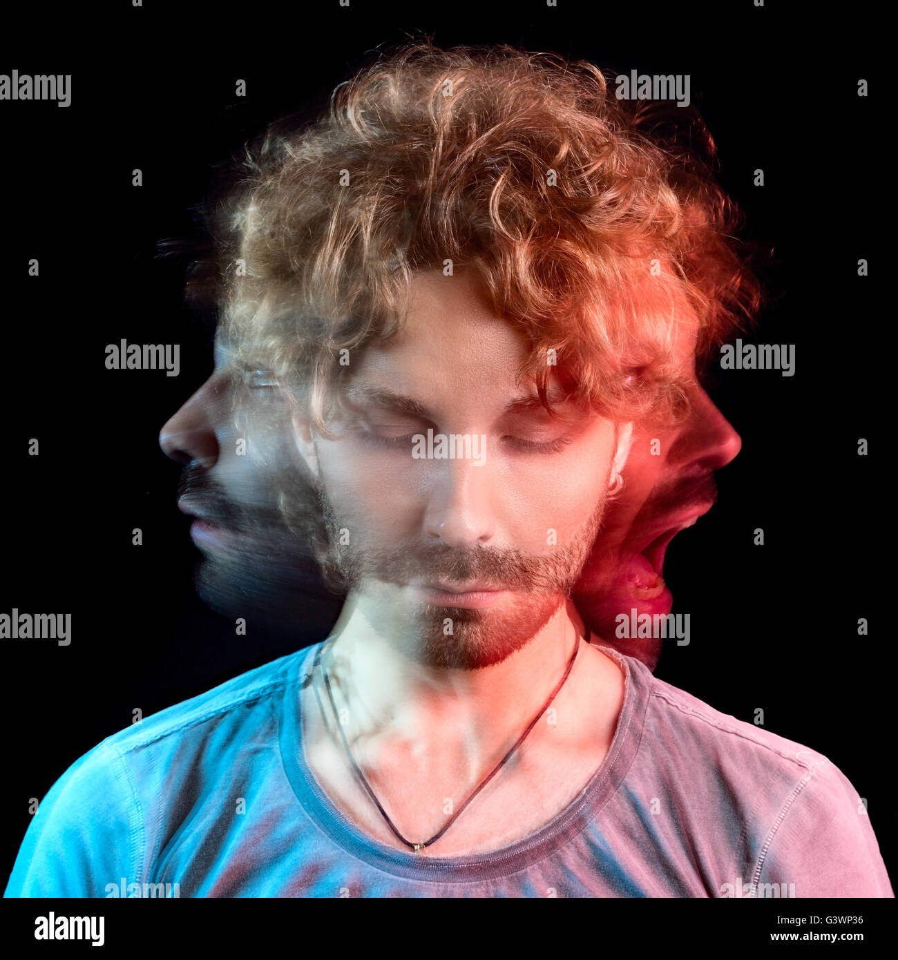 man with three face Stock Photo - Alamy