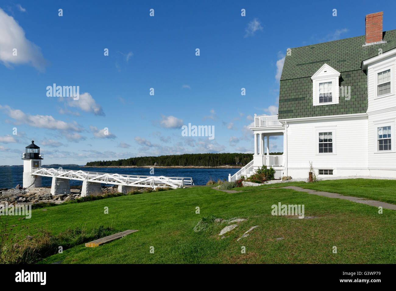The Marshall Point Lighthouse and Museum, Port Clyde, Maine, USA Stock ...
