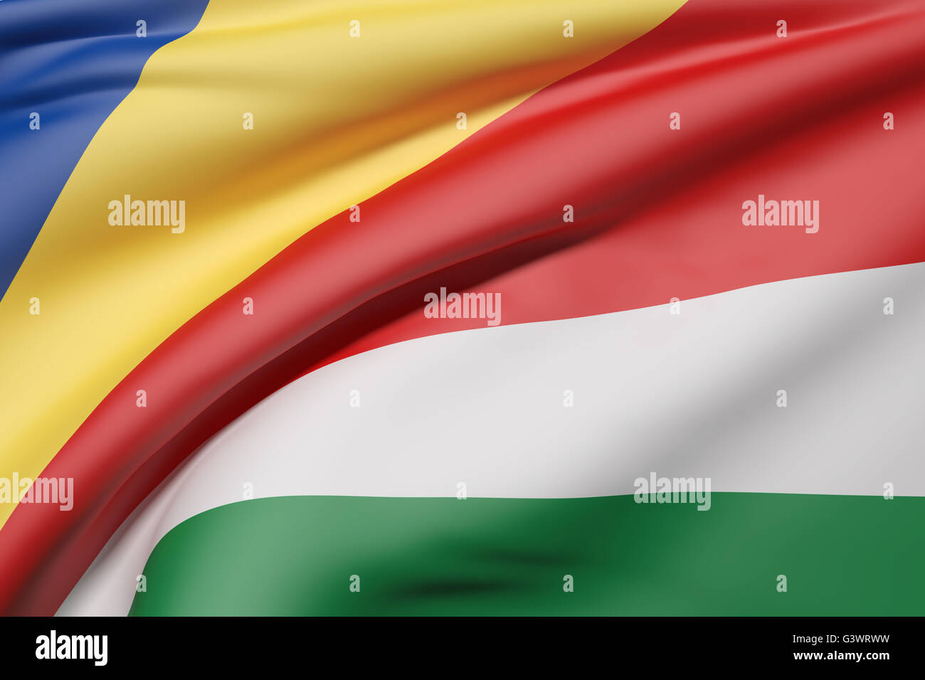 3d rendering of Seychelles flag waving Stock Photo - Alamy