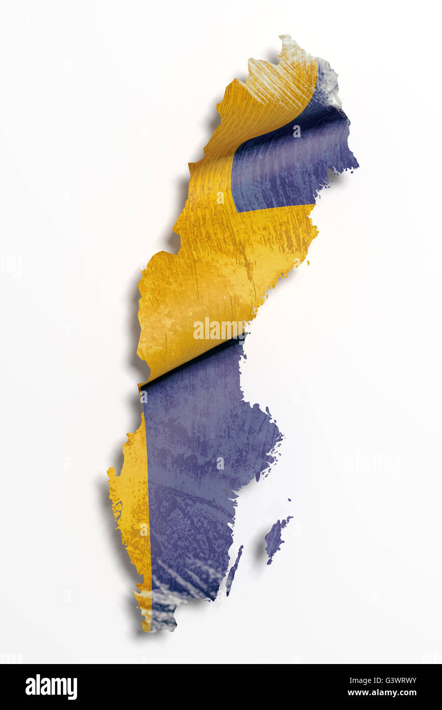 3d rendering of Sweden map and flag on white background Stock Photo - Alamy