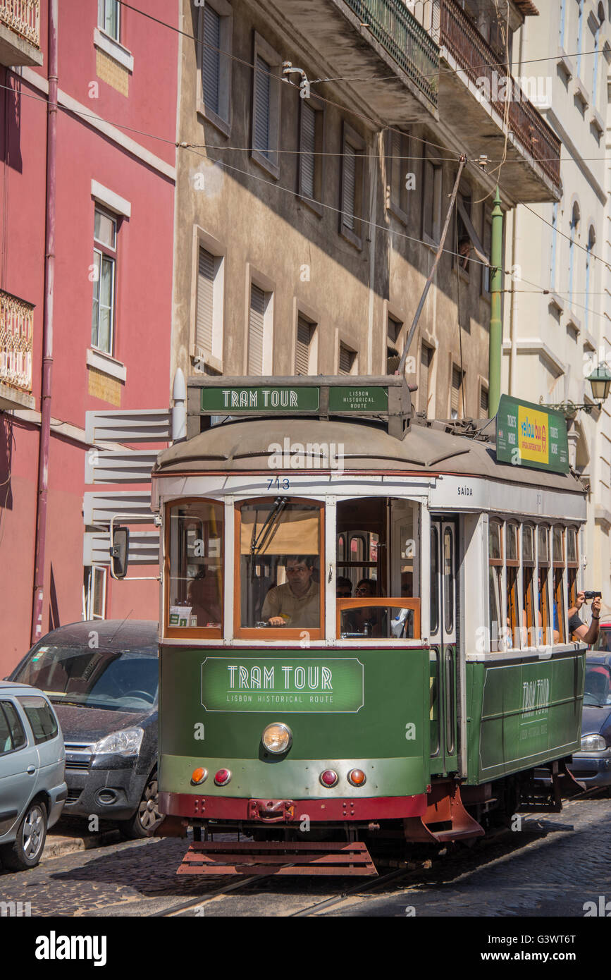 Europe, Portugal, Lisbon, trolley car Remodelado, Tram tour Stock Photo ...