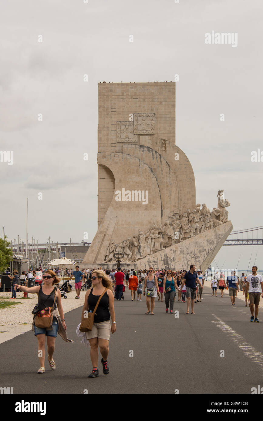 Europe, Portugal, Lisbon, Belem, Monument to the Discoveries Stock ...