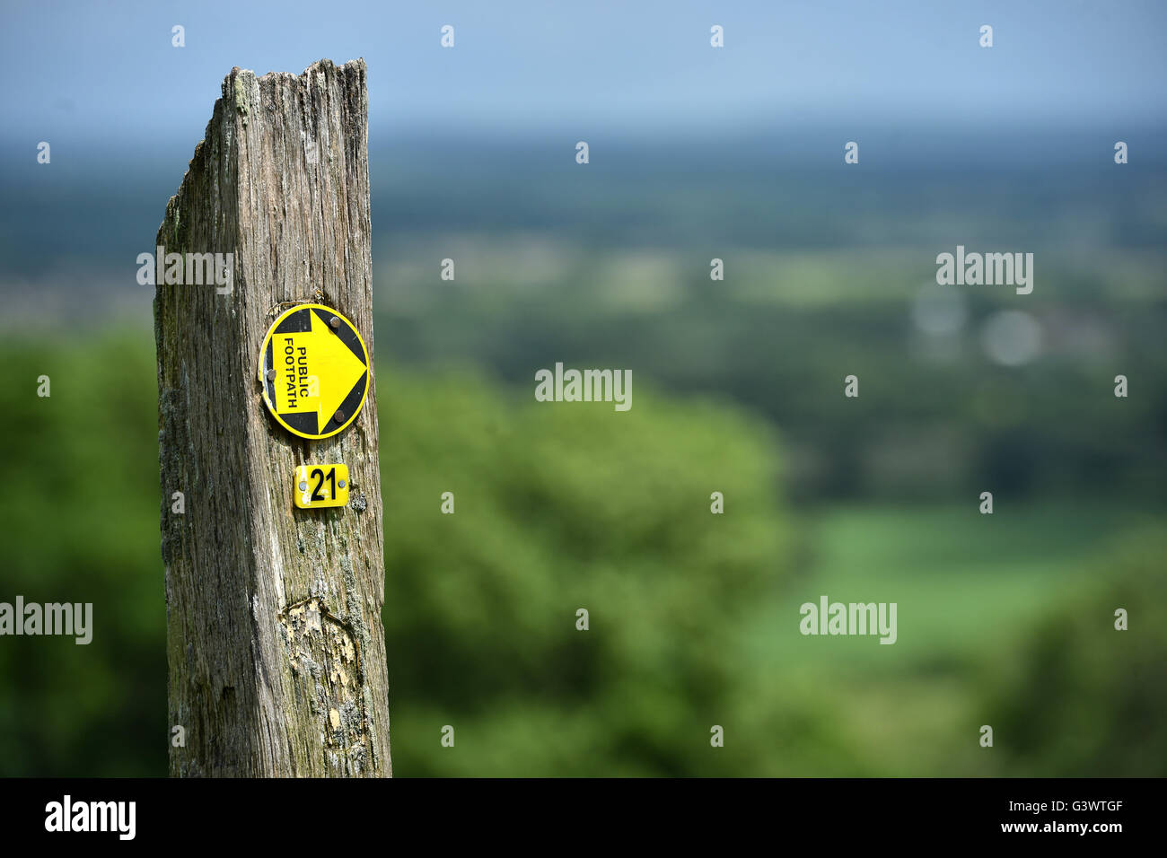 Footpath marker in South Downs National Park, Sussex Stock Photo - Alamy