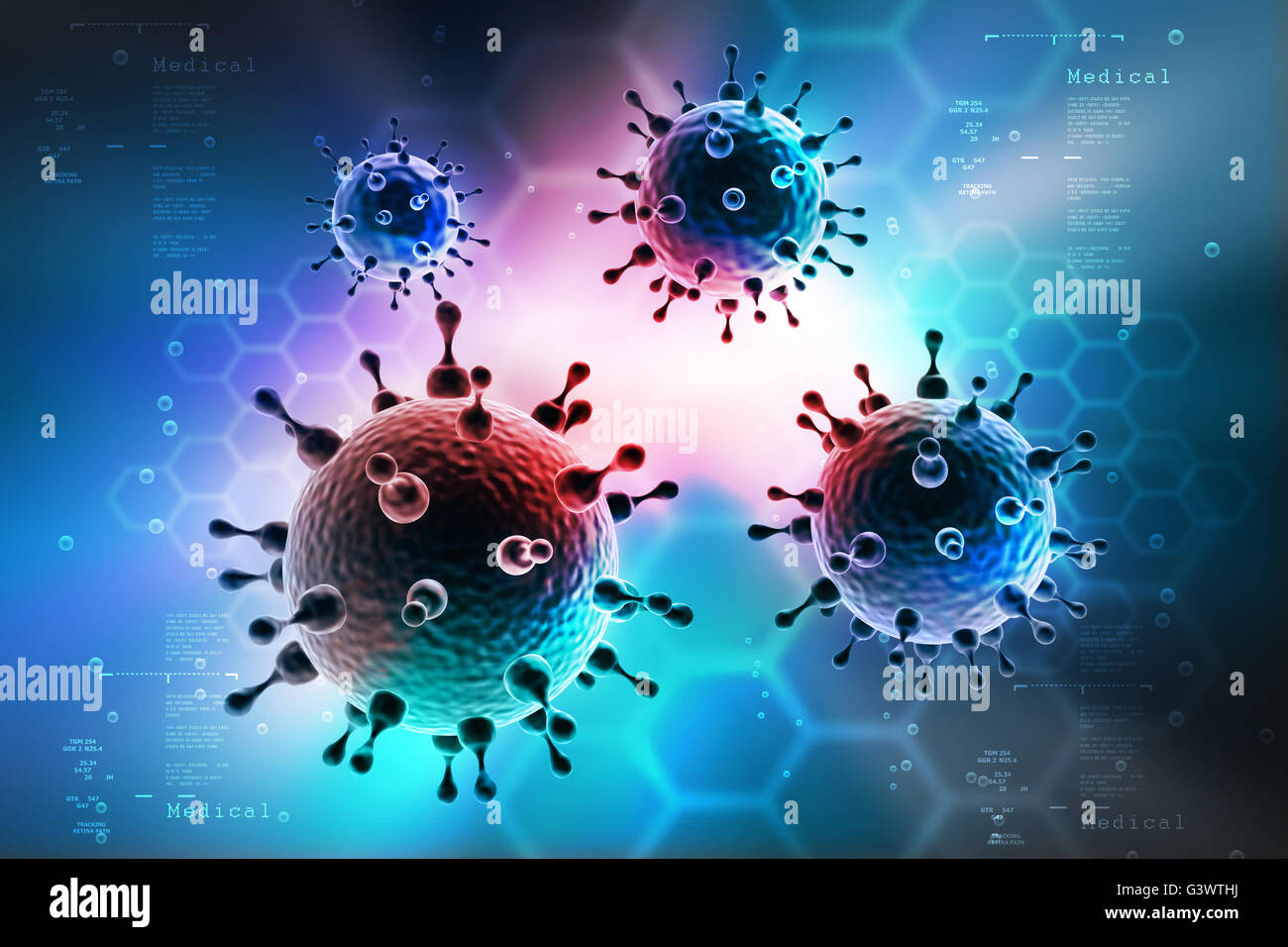 Moving virus in multi color background Stock Photo - Alamy