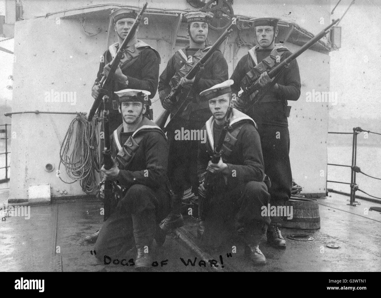 royal navy. landing party in leather equipment WW1 Stock Photo - Alamy