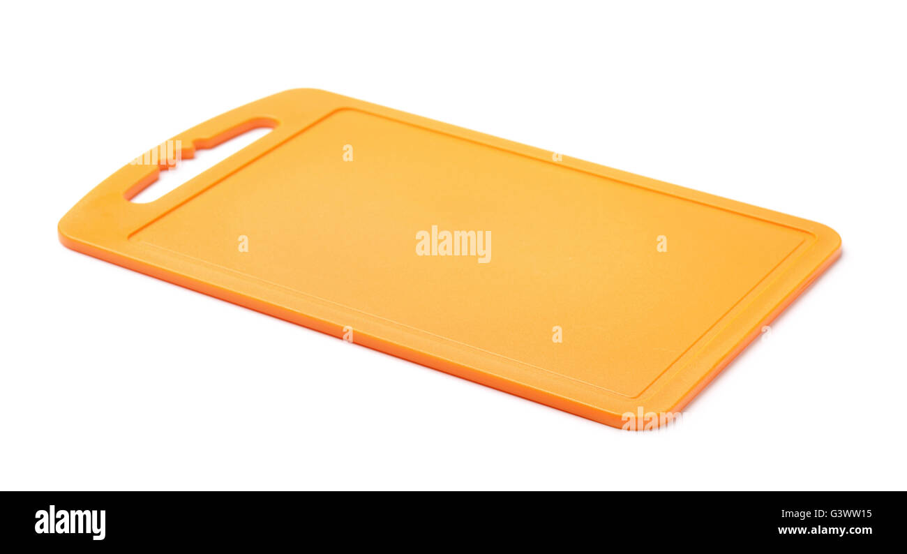 Orange plastic cutting board isolated on white Stock Photo - Alamy
