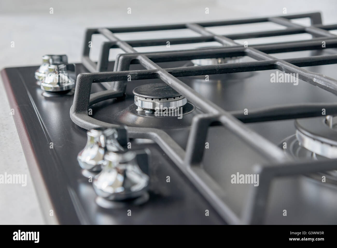 the New and modern shining metal gas cooker Stock Photo - Alamy