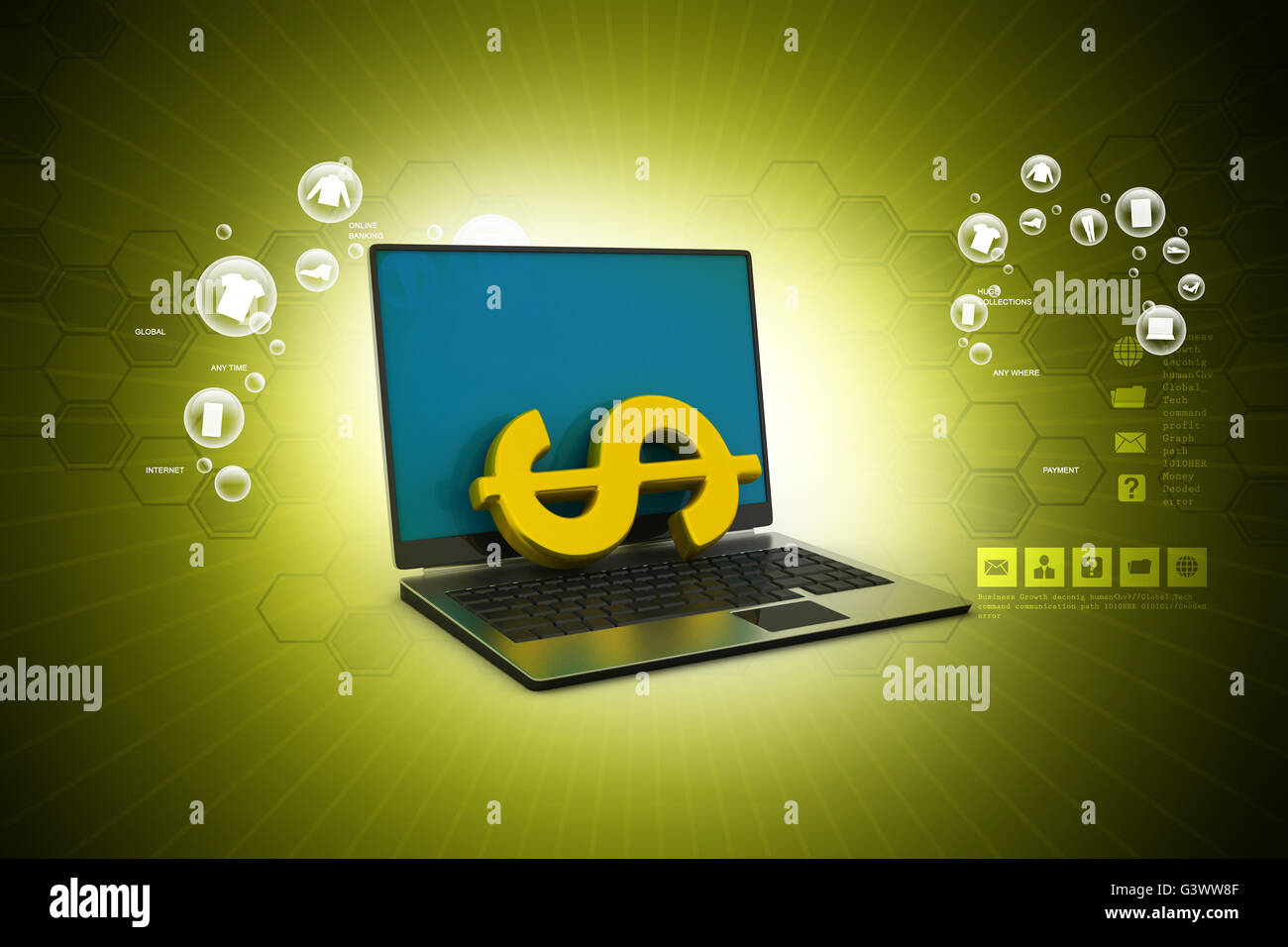 Laptop, money, dollar sign hi-res stock photography and images - Alamy