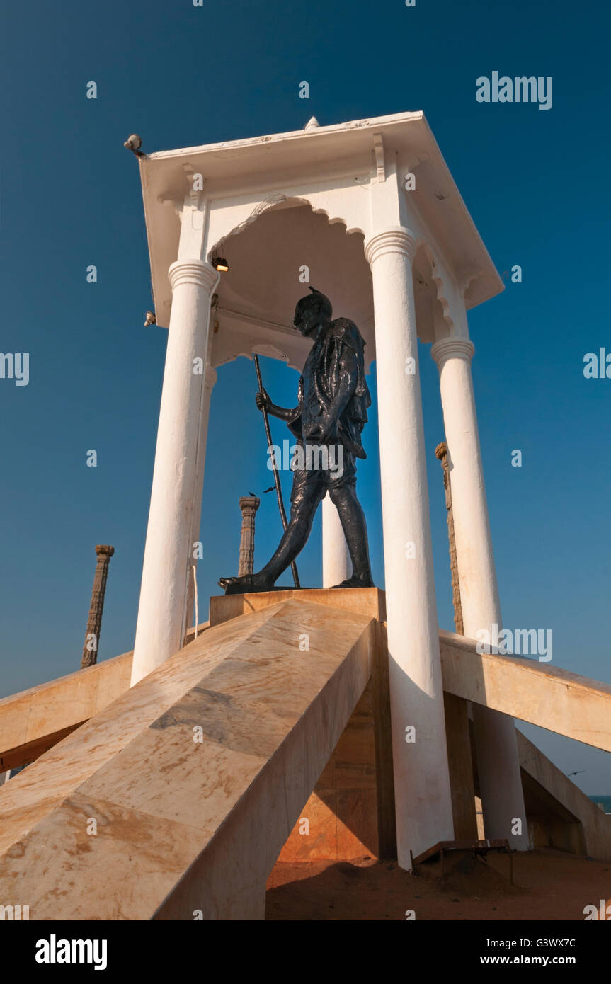 Gandhi Memorial statue Goubert Avenue Beach Road Pondicherry Tamil Nadu ...