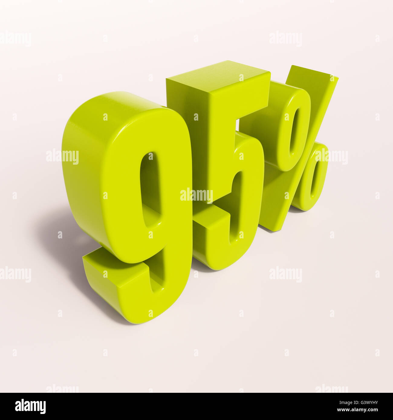 3d Render Green 95 Percent Percentage Discount Sign On White 95