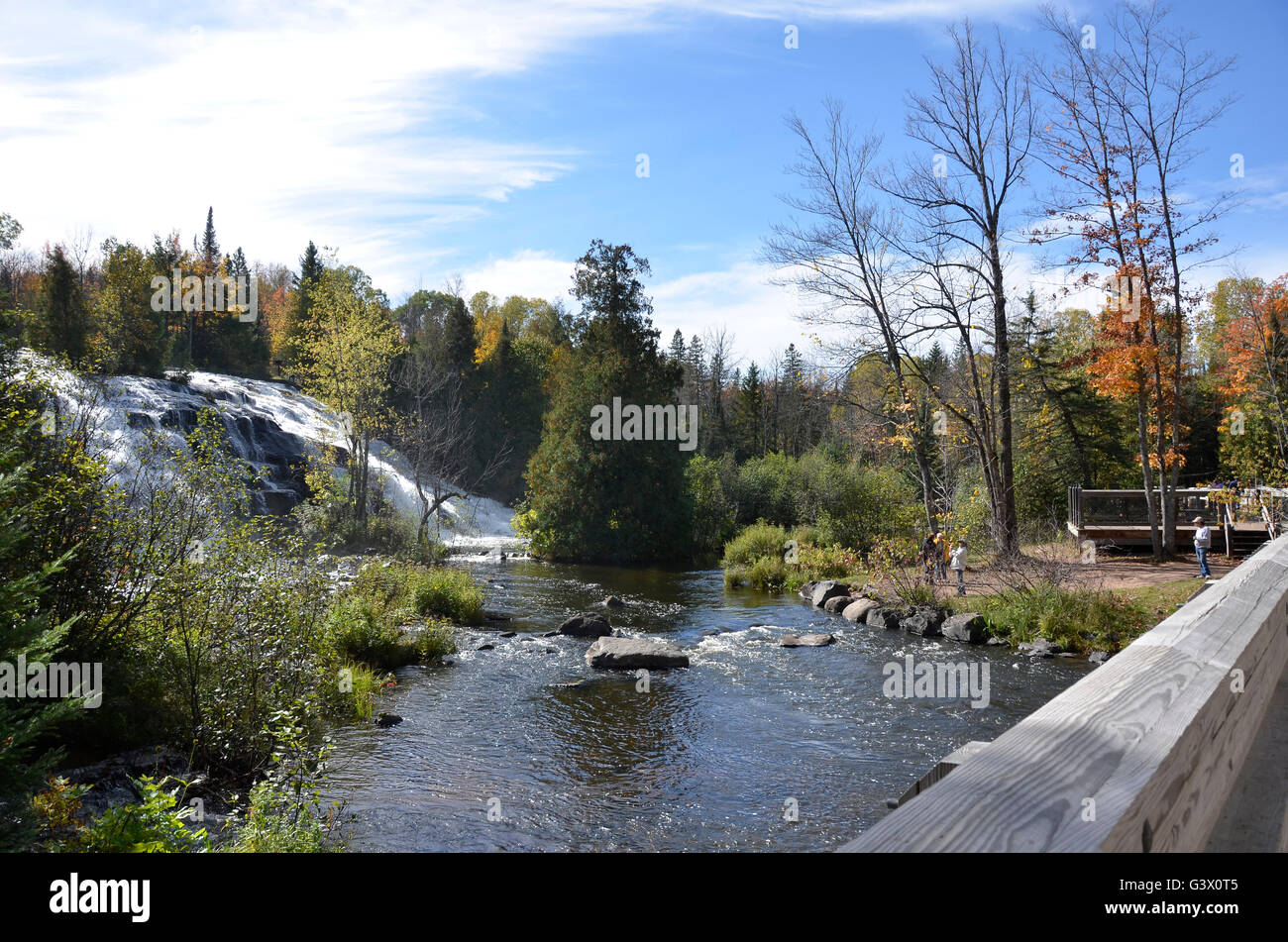 Viewing platform at Bond Falls in Paulding, Michigan Stock Photo - Alamy
