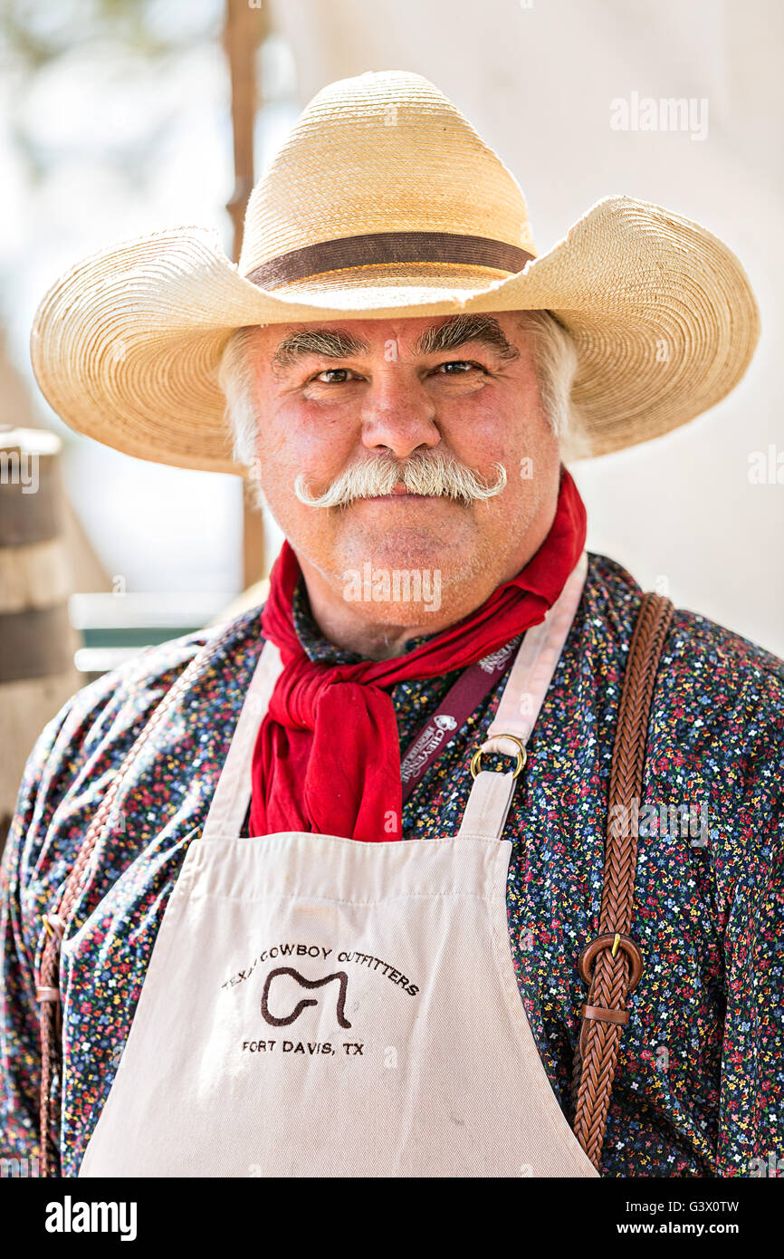 An old cowboy cook during a chuck wagon competition during Cheyenne ...