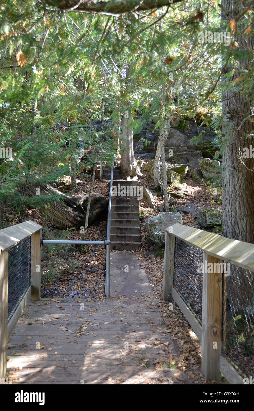 Walkway at Bond Falls in Paulding, Michigan Stock Photo - Alamy