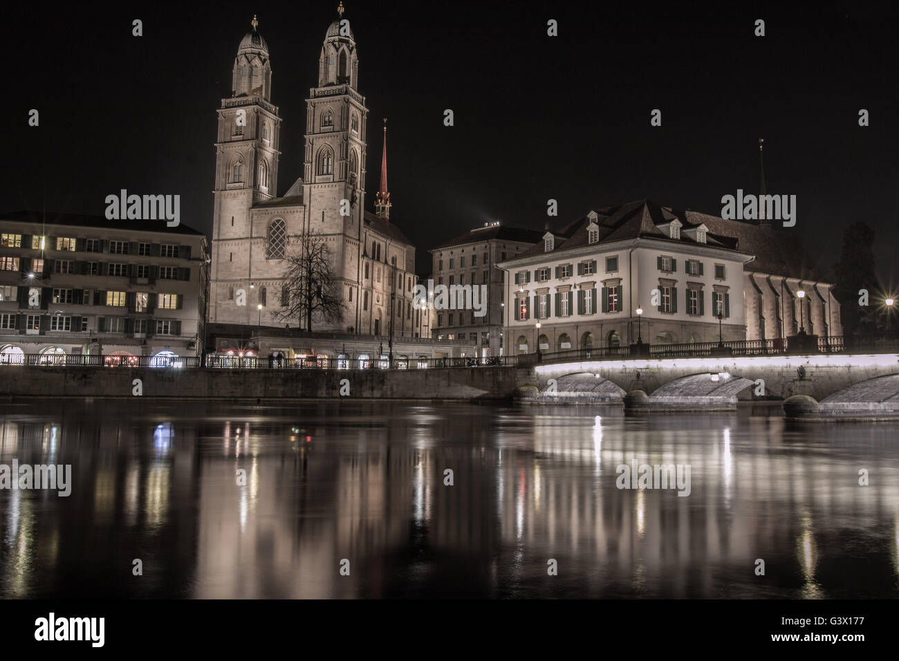 Zurich night skyline hi-res stock photography and images - Alamy