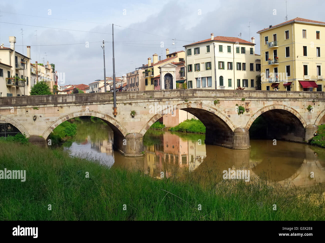 Padua, Italy. A view of Ponte Molino. It is a Roman segmental arch ...
