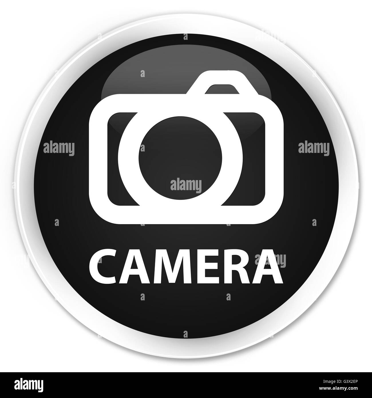 Camera isolated on premium black round button abstract illustration ...