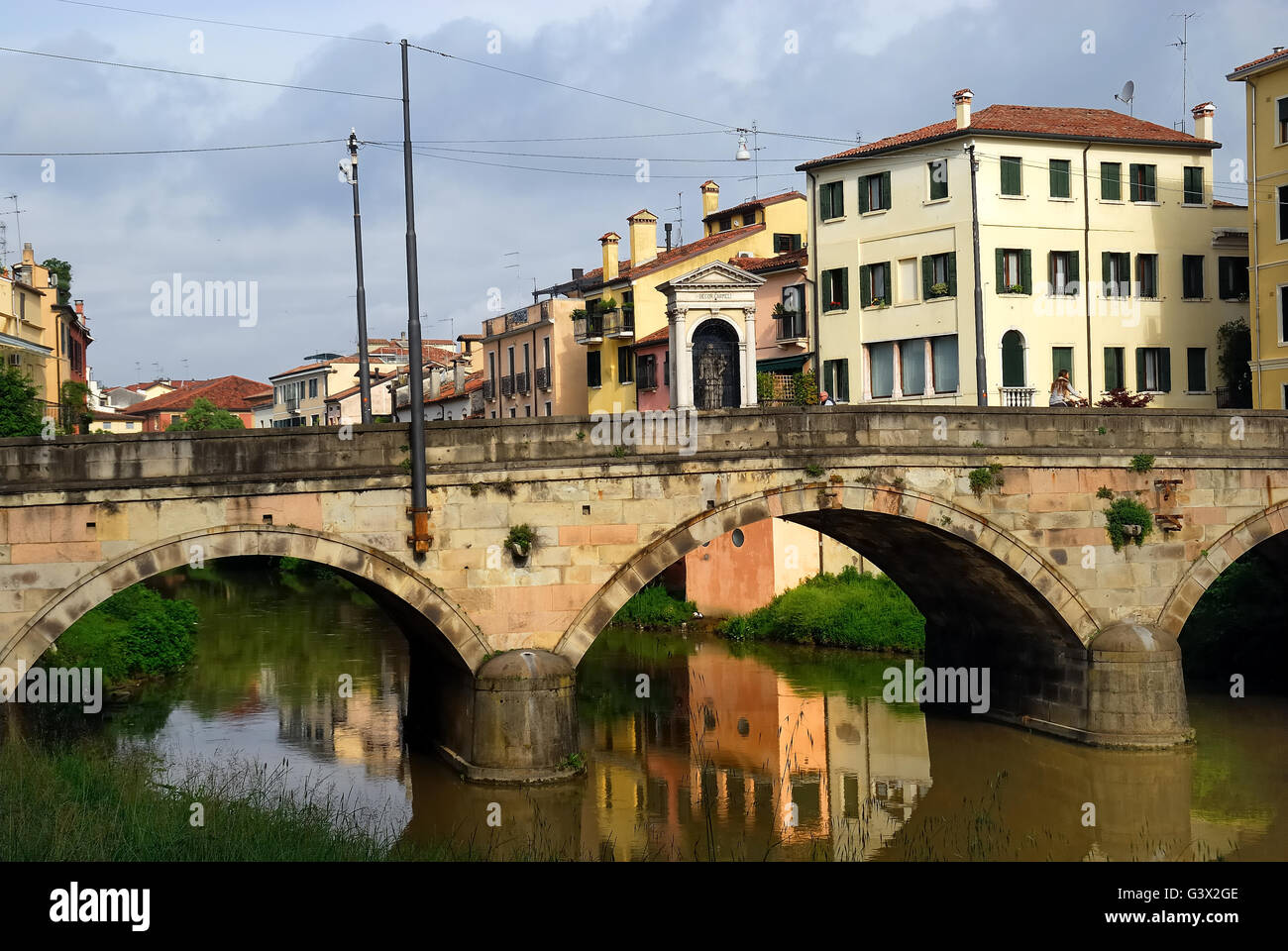 Padua, Italy. A view of Ponte Molino. It is a Roman segmental arch ...