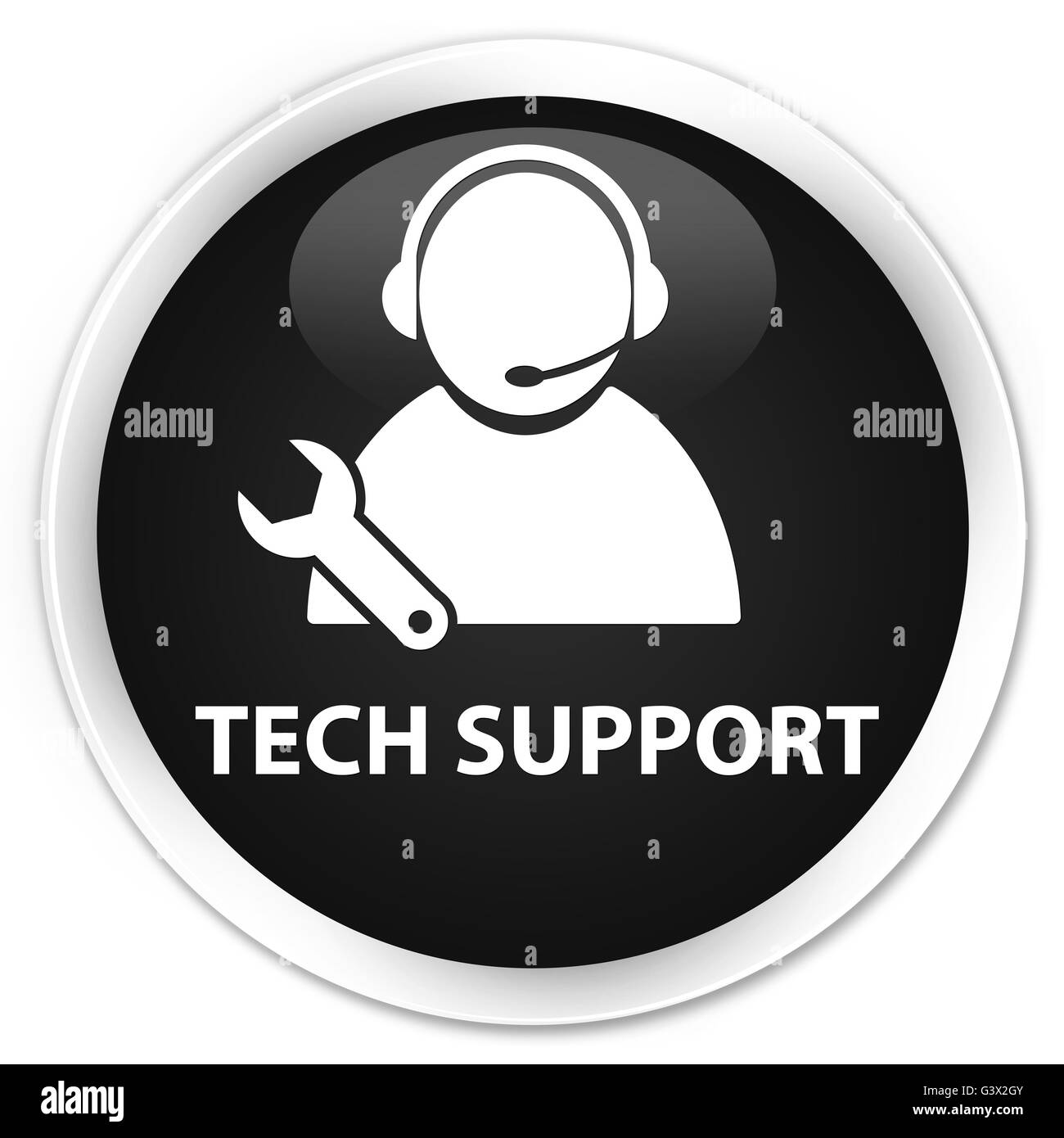 Tech support isolated on premium black round button abstract ...