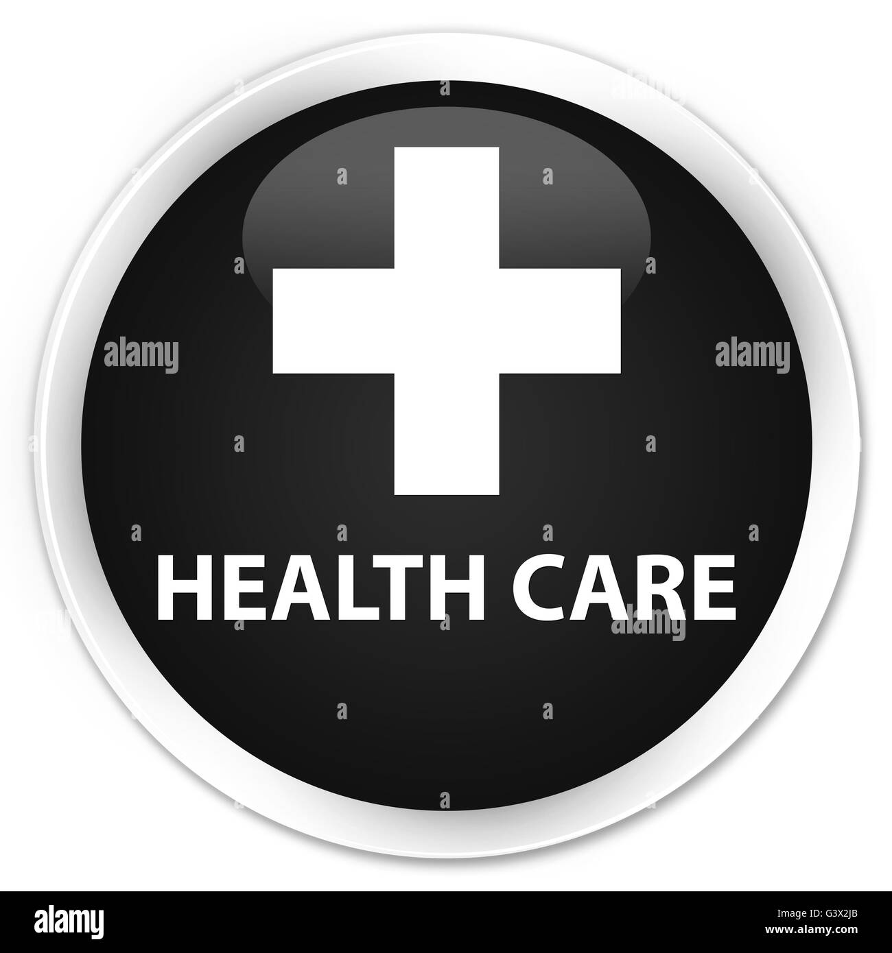 Health care (plus sign) isolated on premium black round button abstract ...