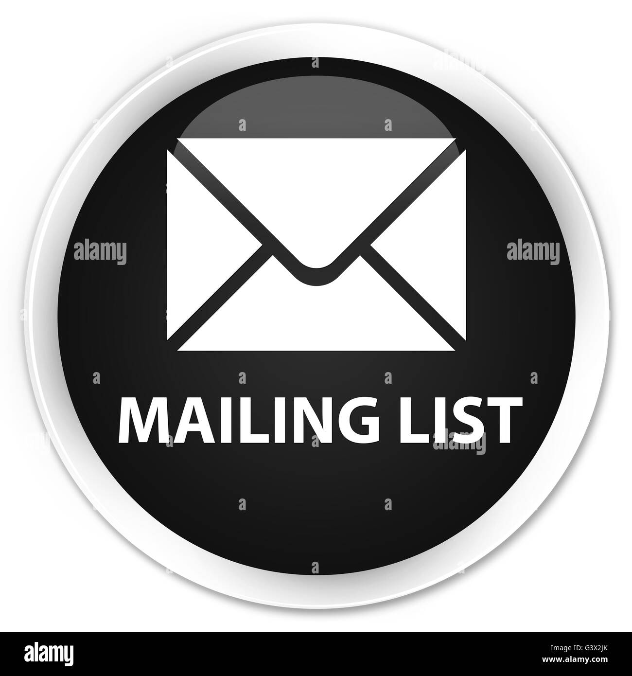 Mailing list isolated on premium black round button abstract ...