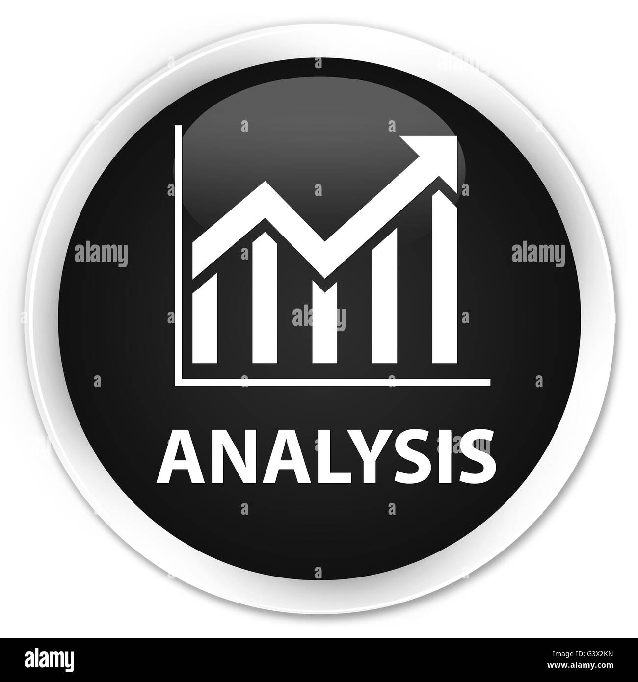 Analysis (statistics icon) isolated on premium black round button ...