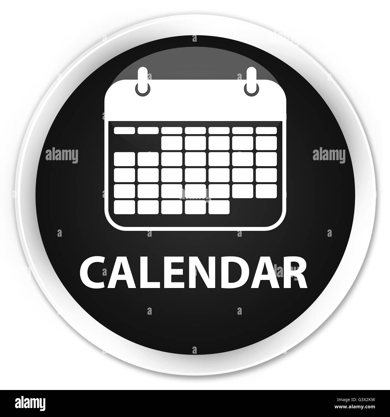 Calendar isolated on premium black round button abstract illustration ...