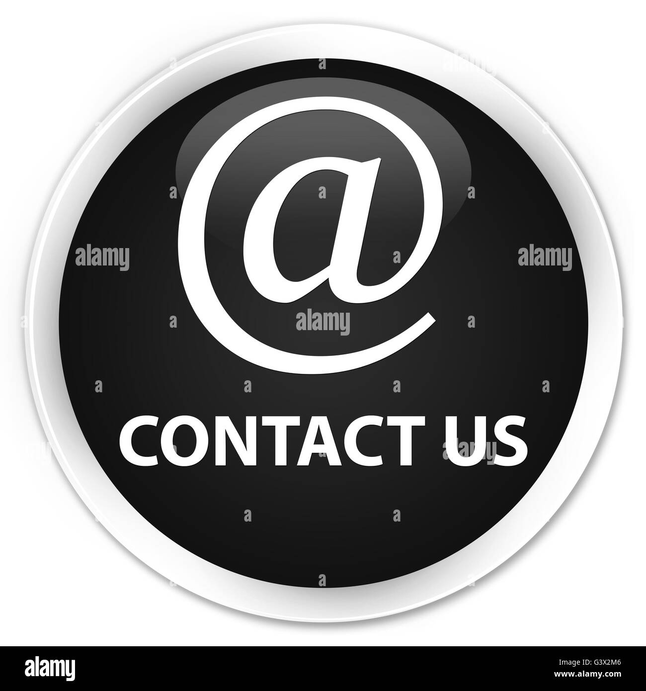 Contact us (email address icon) isolated on premium black round button ...