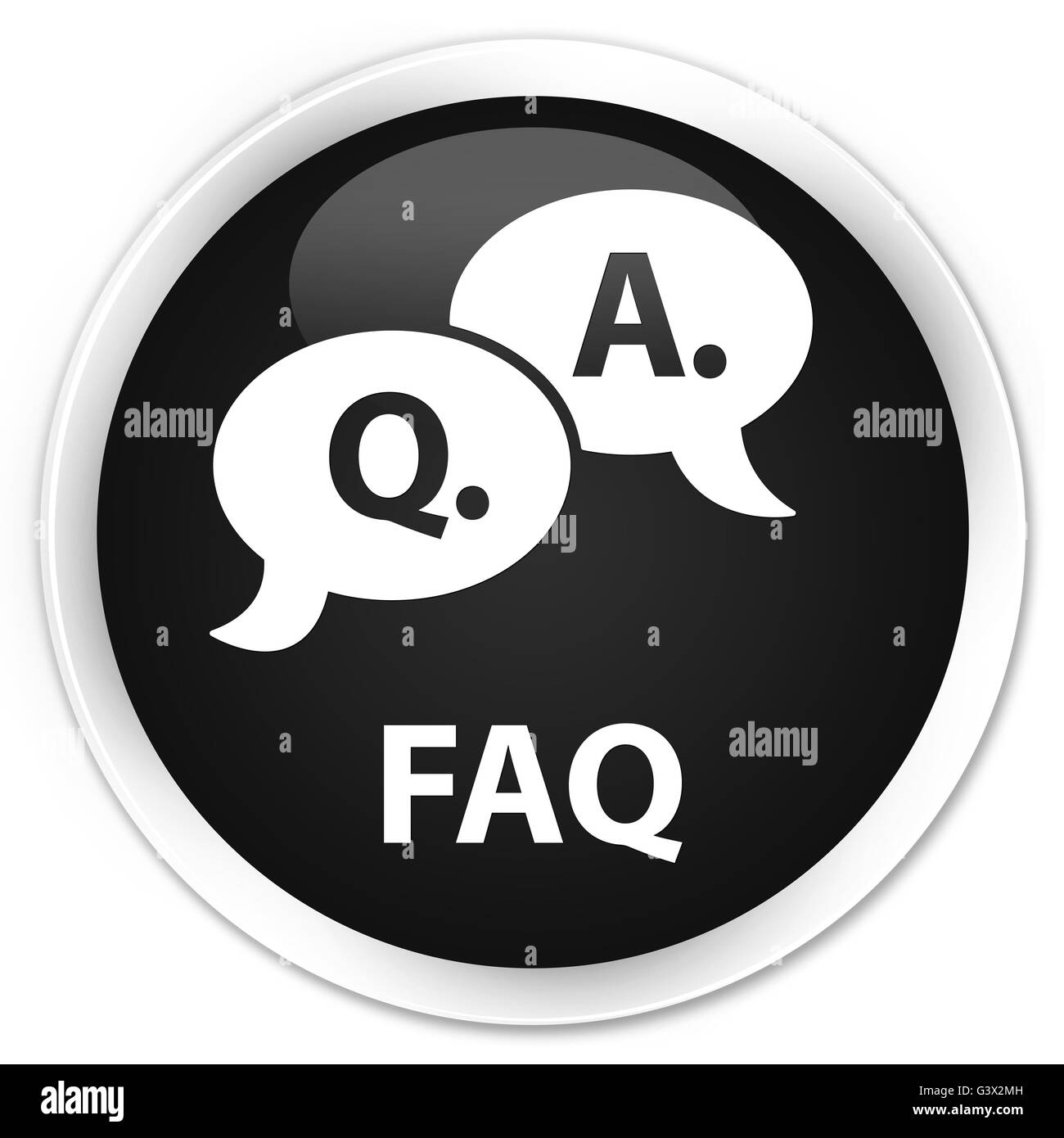 Faq (question answer bubble icon) isolated on premium black round ...