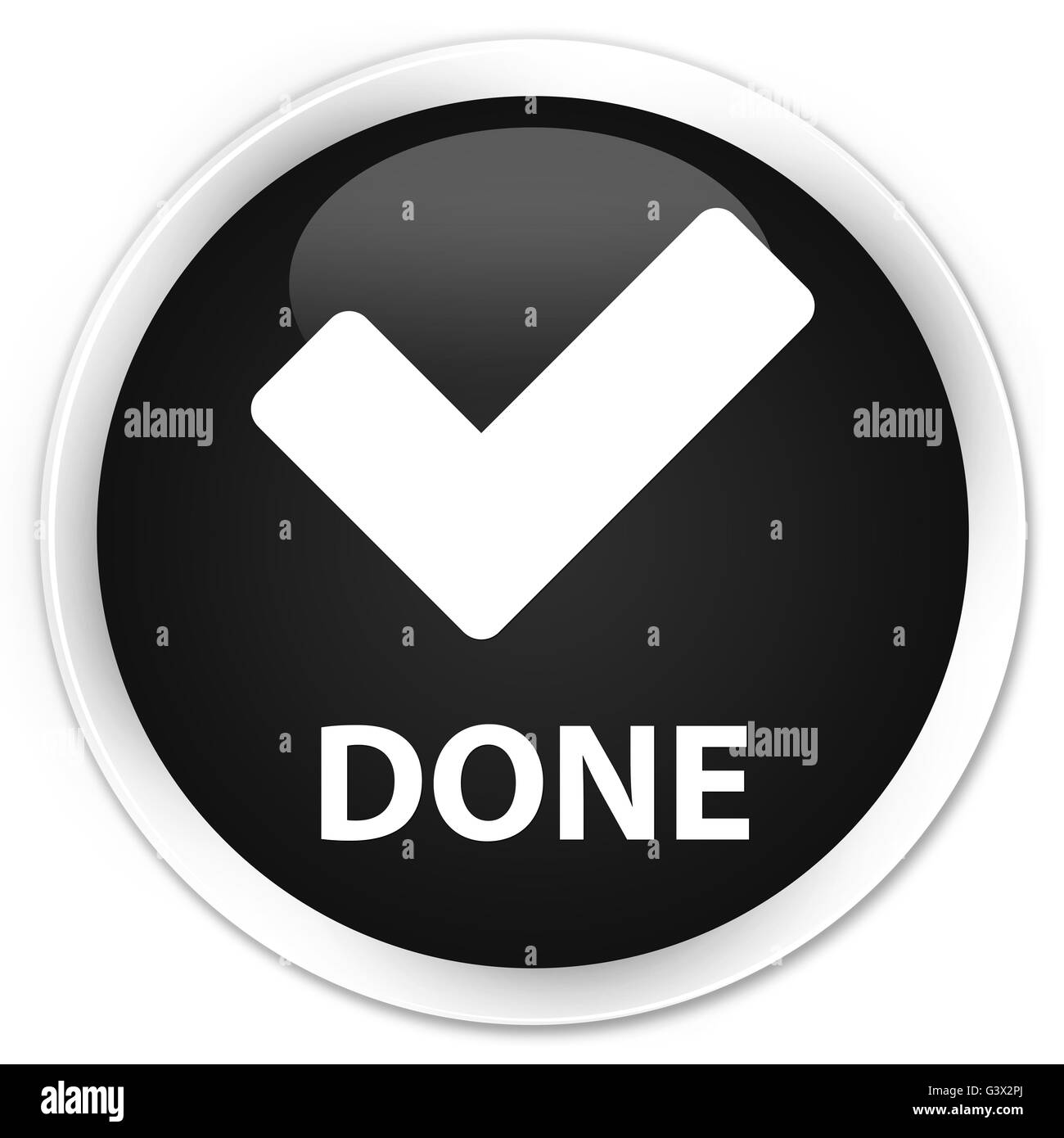 Done (validate icon) isolated on premium black round button abstract ...