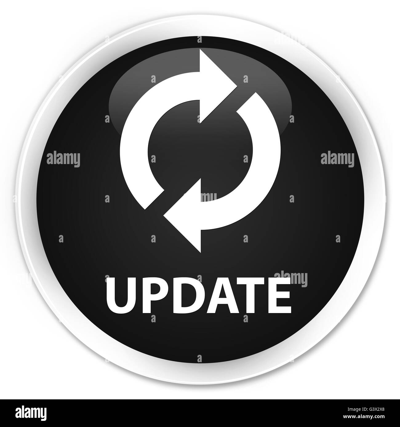 Update isolated on premium black round button abstract illustration ...