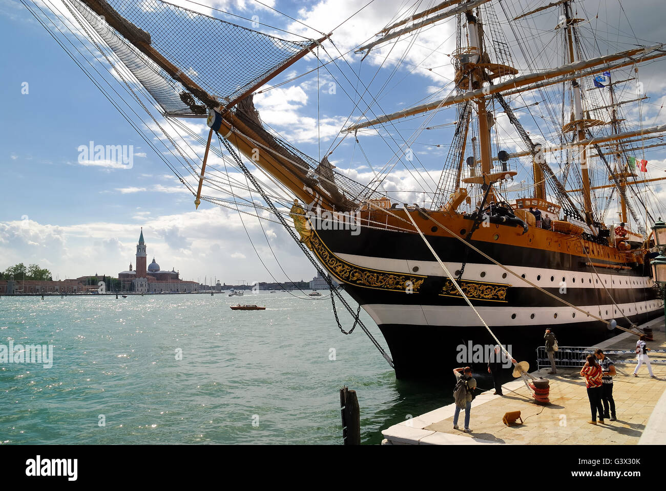 The vessel Amerigo Vespucci in Venice. It is the training-ship of the ...