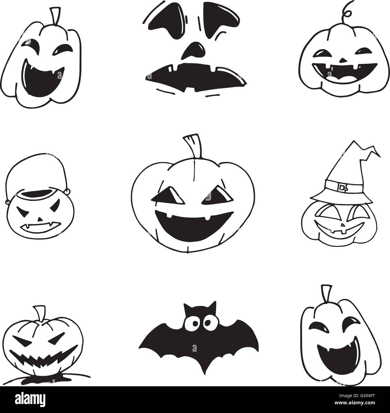 Pumpkins Halloween in doodle Stock Vector Image & Art - Alamy