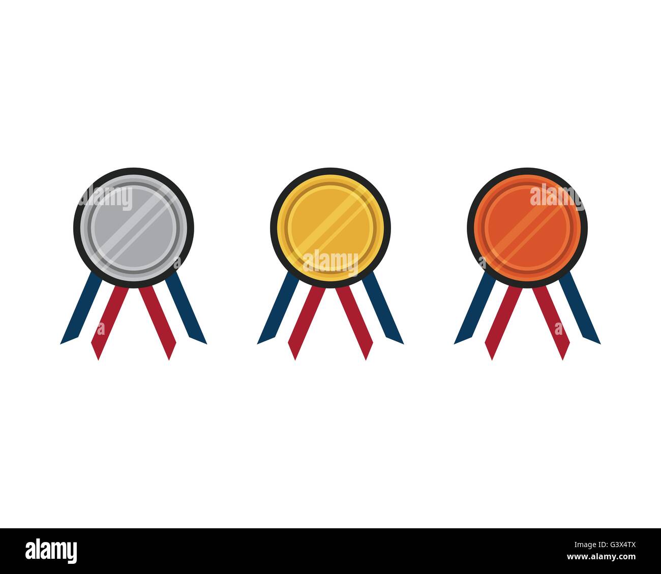 Set of gold, silver, bronze medal flat design vector illustration Stock ...