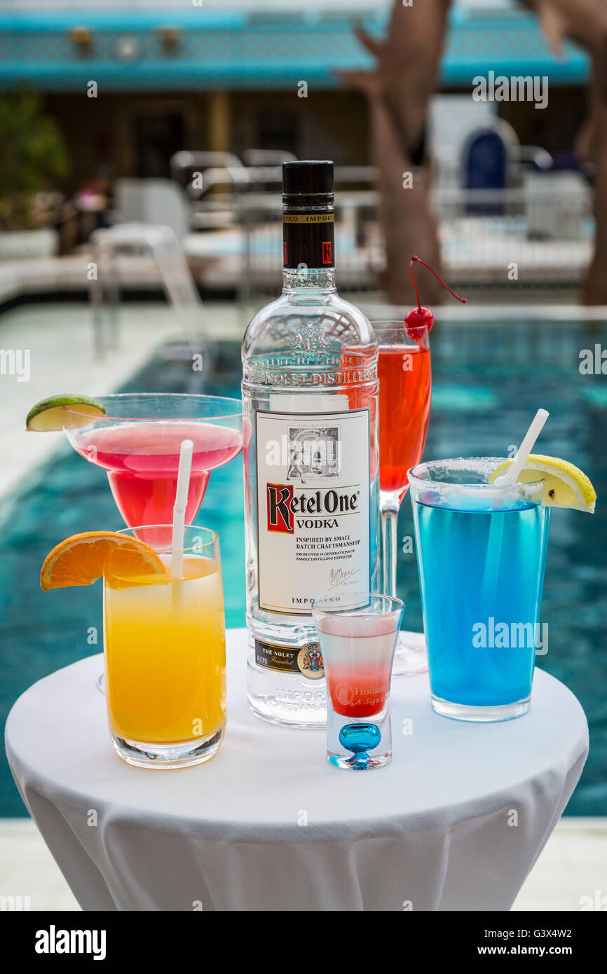 Alcoholic drink display on the pool deck of the cruise ship Zaandam ...
