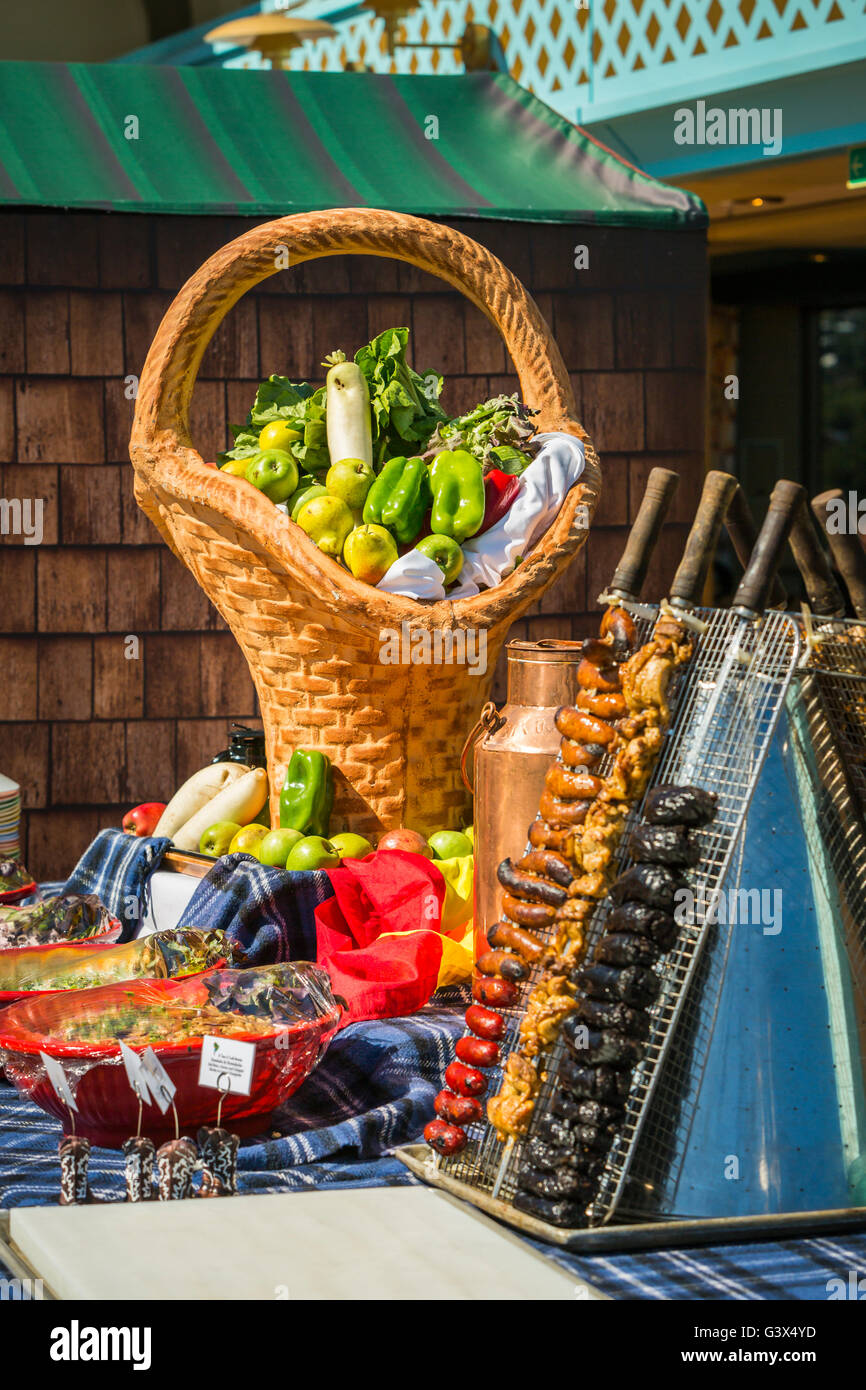 Food display on the pool deck barbecue on the Holland America cruise ...