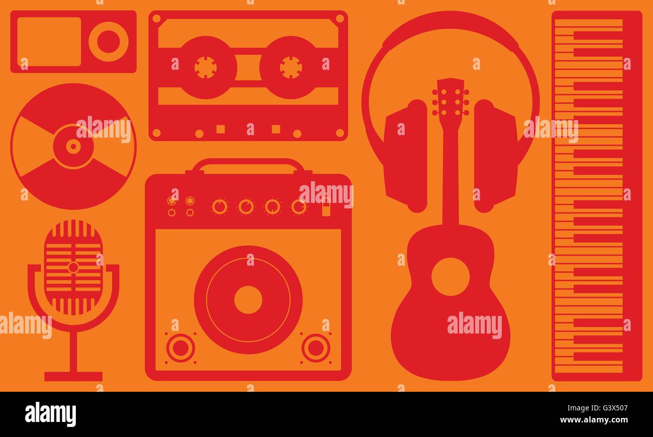 Music instrument background flat design vector illustration Stock ...
