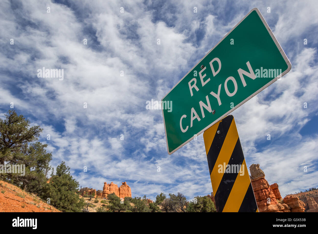Red Canyon sign in Utah, United States Stock Photo - Alamy