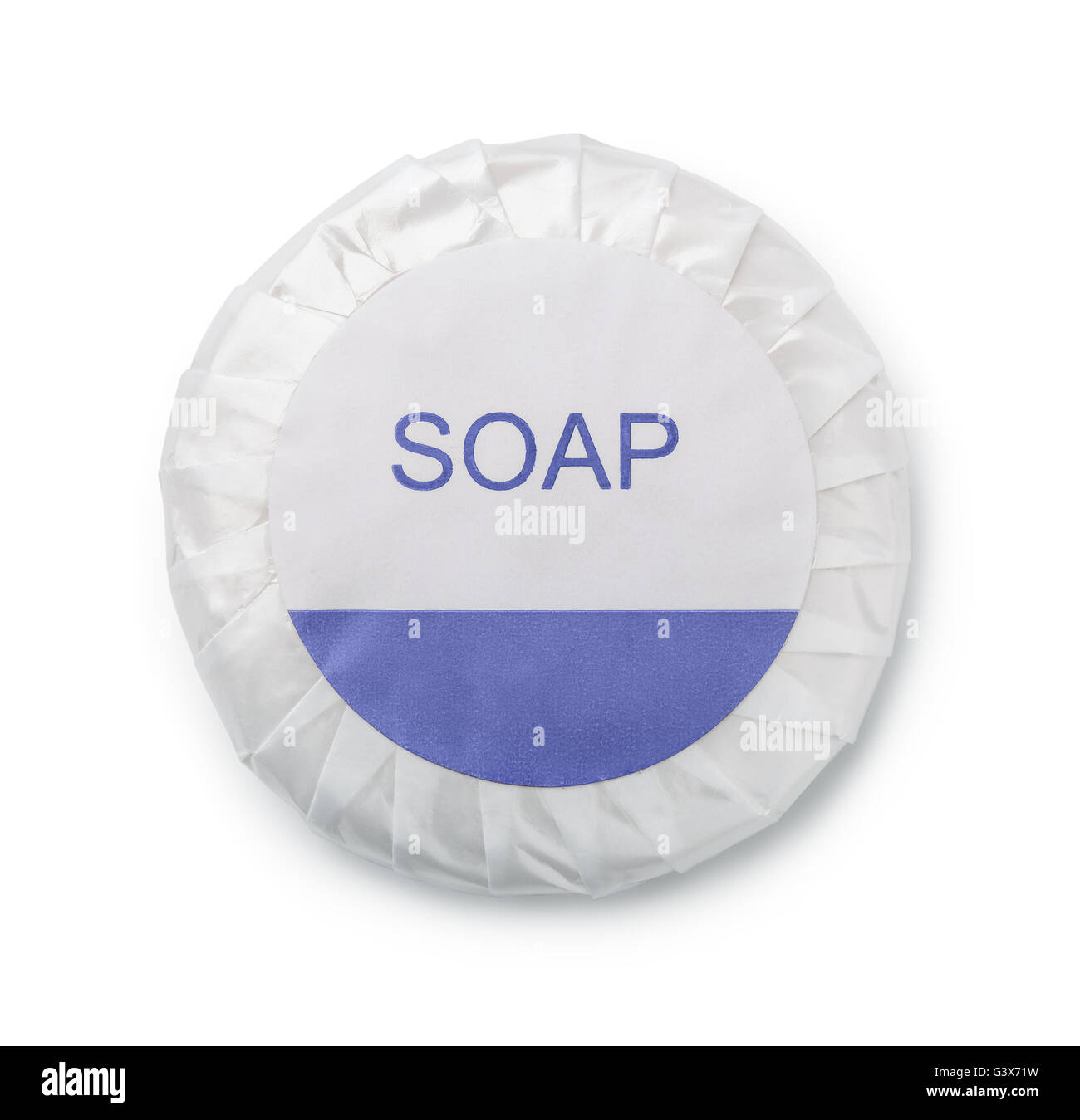 Pleated wrapped round soap isolated on white Stock Photo - Alamy