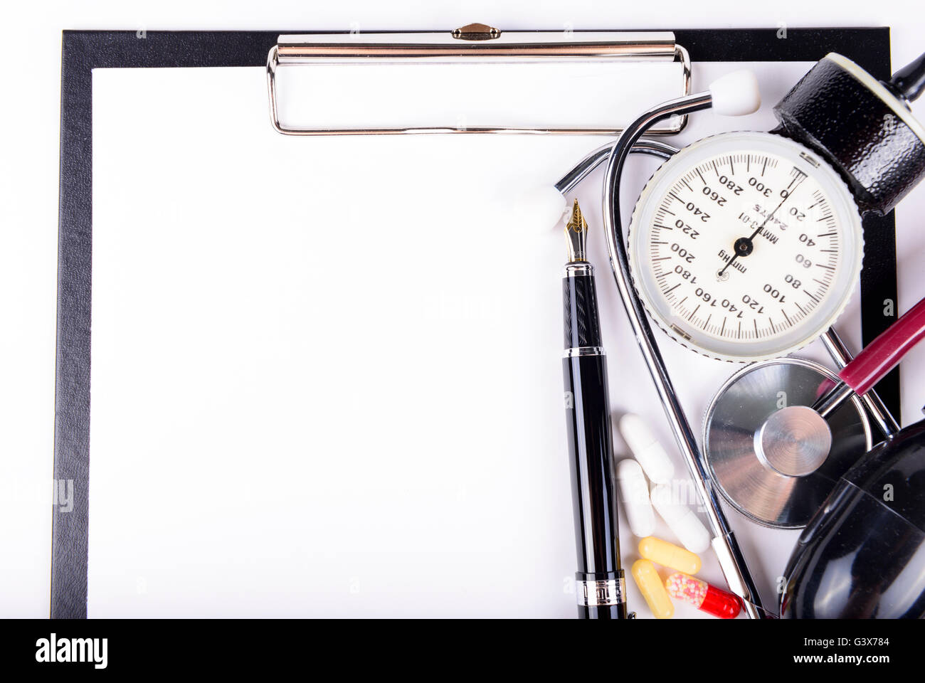 Medical report isolated on white Stock Photo - Alamy