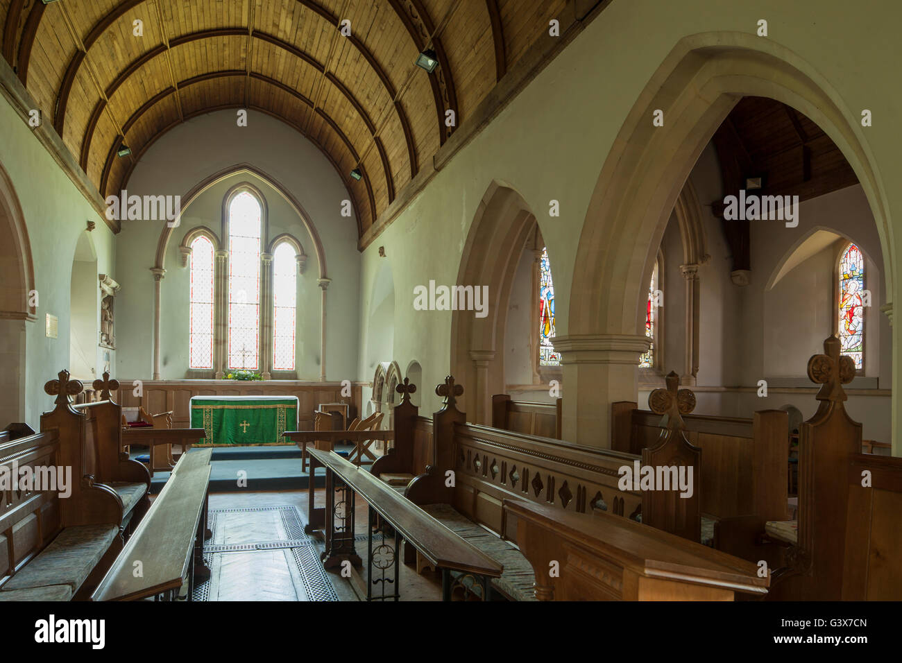 Interior of St Laurence church in Guestling, East Sussex, England Stock ...