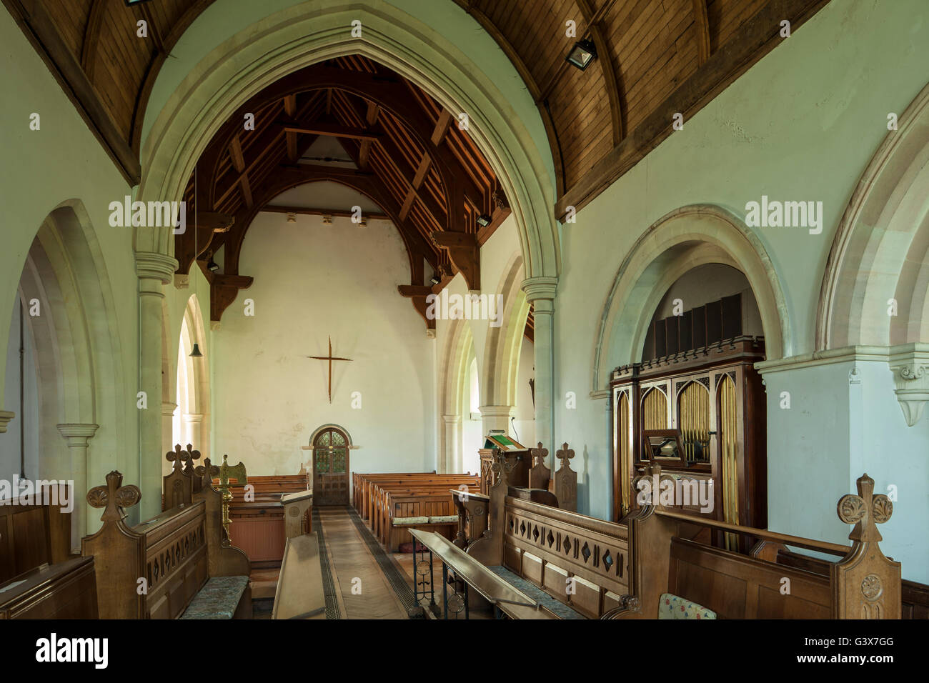Interior of St Laurence church in Guestling, East Sussex, England Stock ...