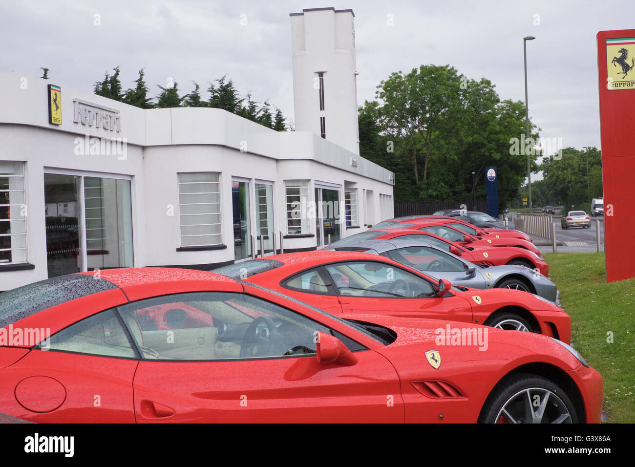 Ferrari dealer in Egham in Surrey UK Stock Photo - Alamy