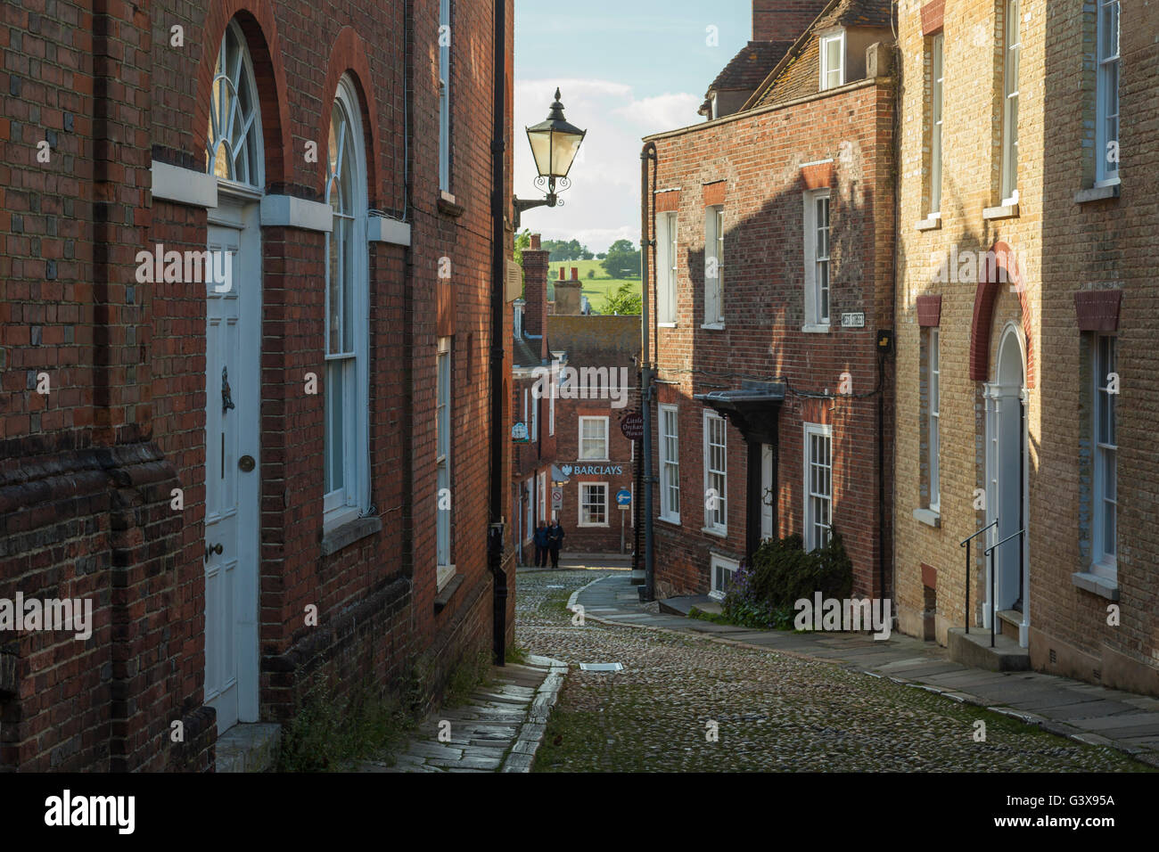 Spring afternoon on West Street in the medieval town of Rye, England ...