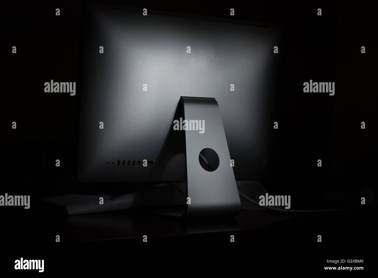 light painting on computer desktop in a dark background Stock Photo - Alamy
